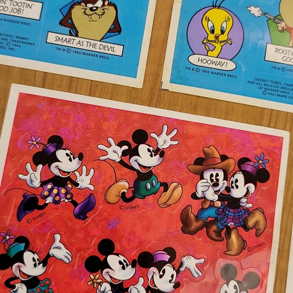 Vintage | Office | Vtg 9s Disney And Looney Tunes Stickers Sheets ...
